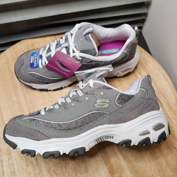 Skechers | Shoes | Skechers D Lites Gray Me Time Sneakers Womens 8 ...